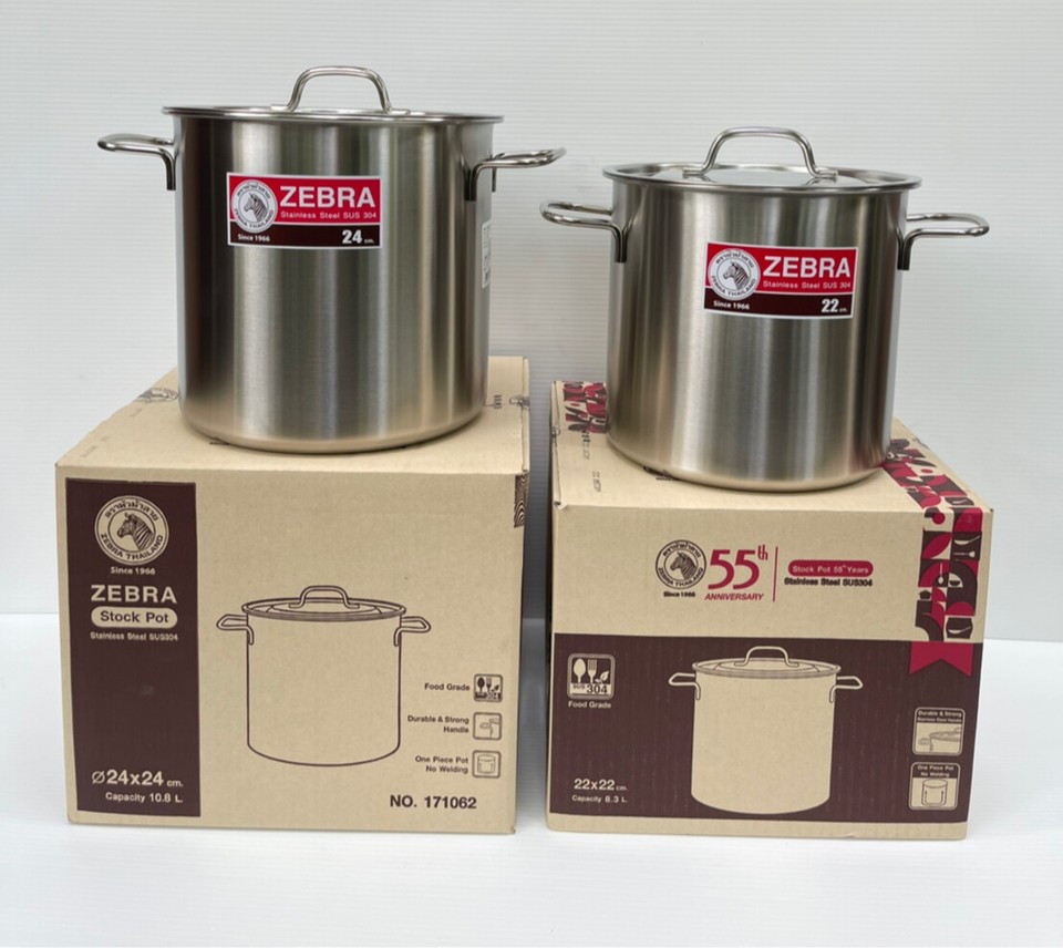 Thai Traditional Zebra Brand Stainless Steel Stockpot Stew Pot Size 22 ...
