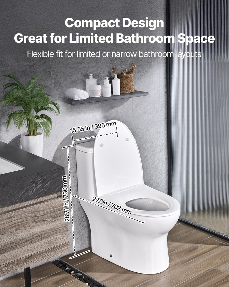 For One-Piece Toilet, Elongated Toilet Vortex Dual-Flush 1.0/1.28 GPF ...