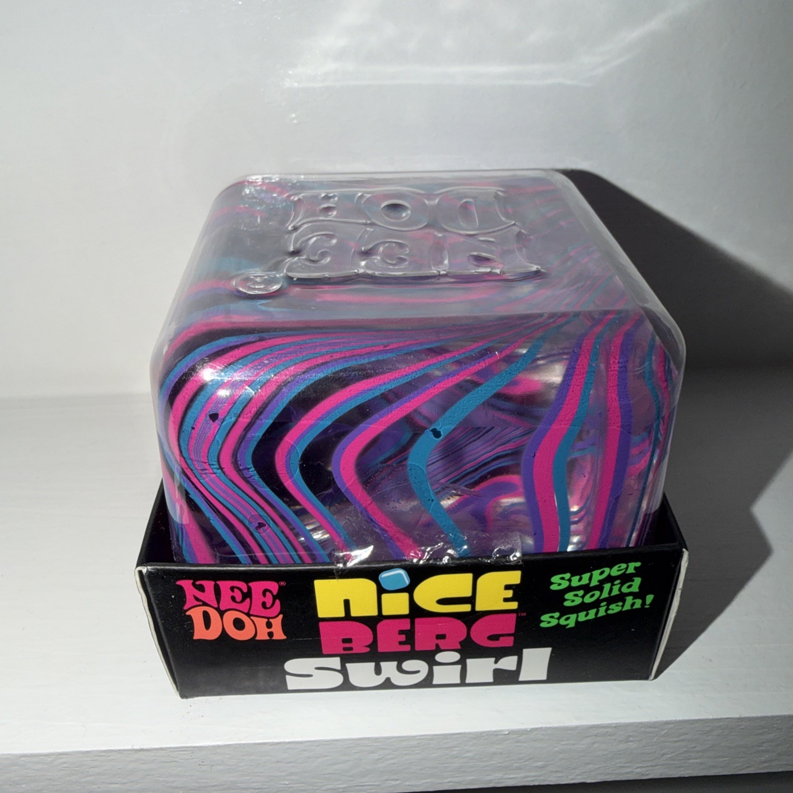 NeeDoh Nice Berg Swirl, XL Giant Nee Doh Squishy Swirl Cube Pink Purple ...