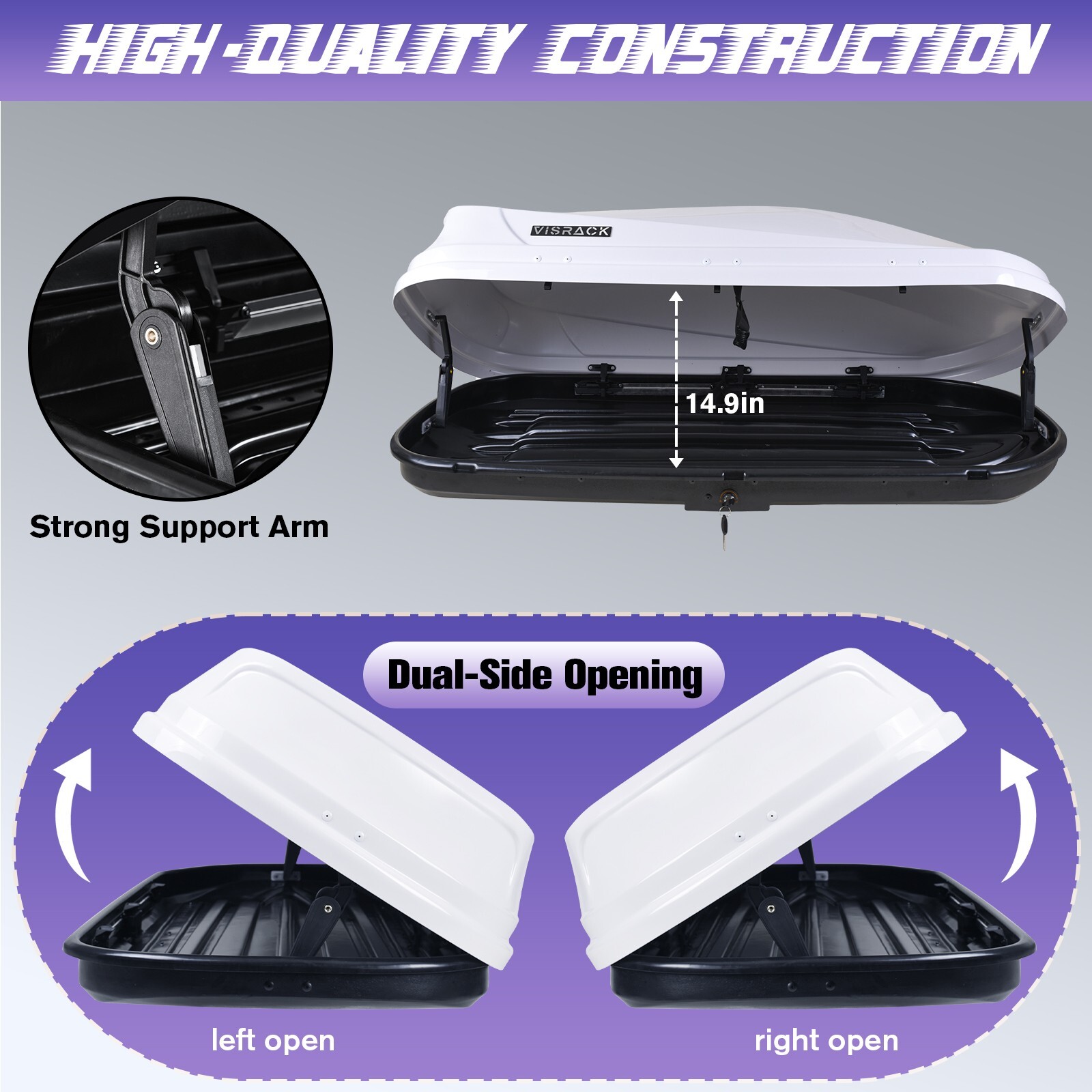 14 ft³ Heavy Duty ABS Vehicle Roof Top Storage Box Cargo Luggage ...