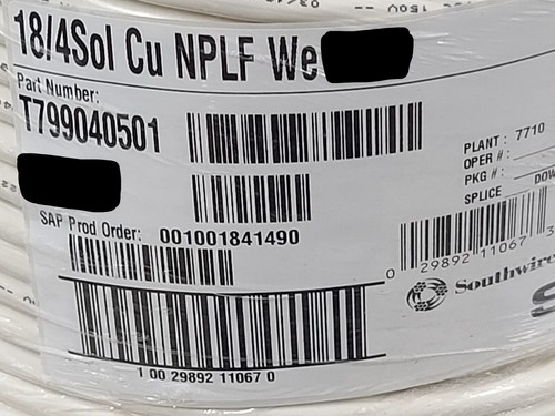 Southwire T799040 18/4C Non-Power Limited Fire Alarm Cable NPLF 150V ...