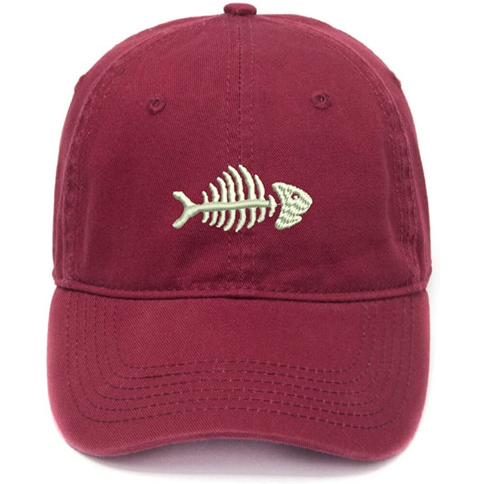 Embroidery Hat Cotton Embroidered Casual Men's Baseball Cap Fish Bone ...