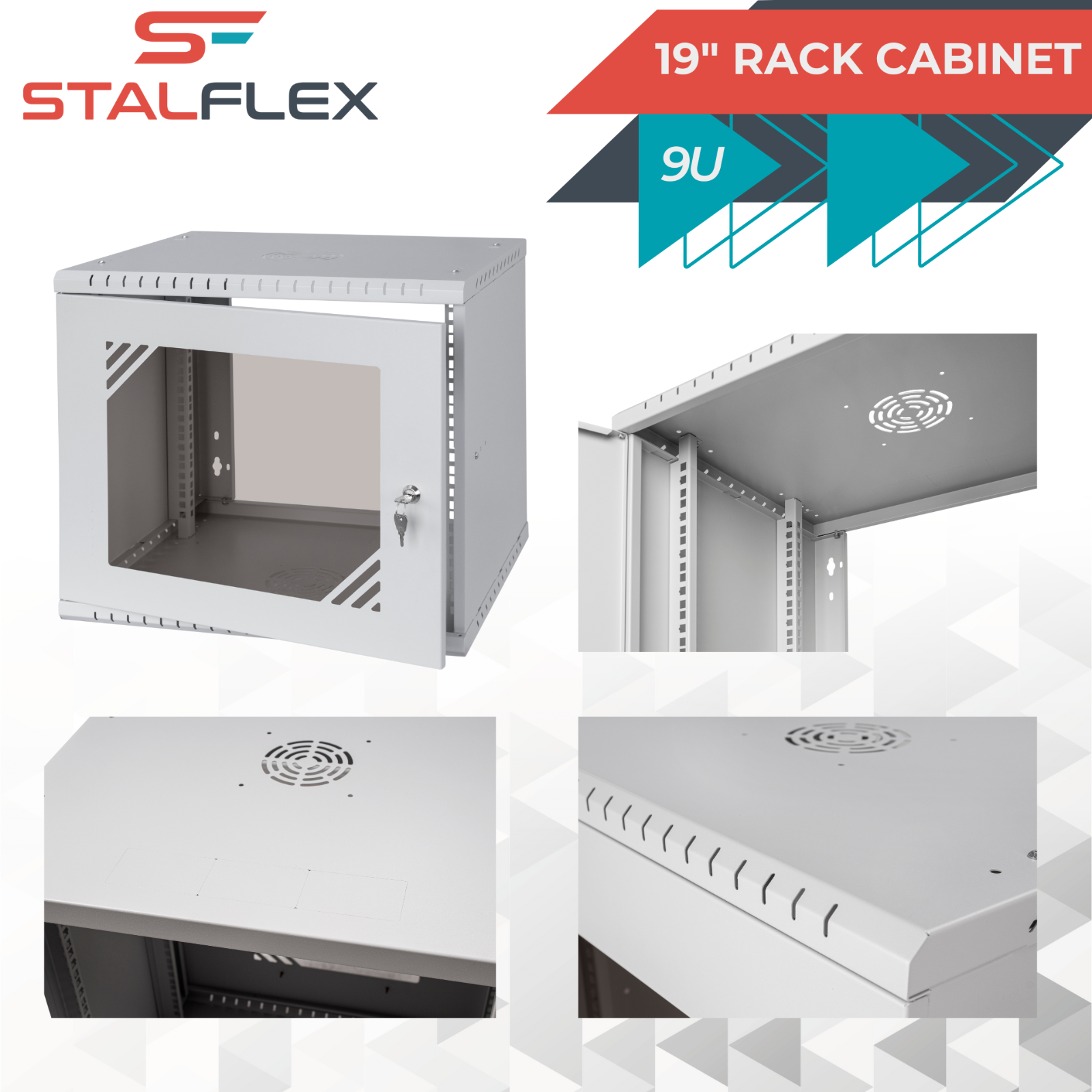 19" 4U 6U 9U 12U Network Data Cabinet Comms Wall Rack Patch Panel ...