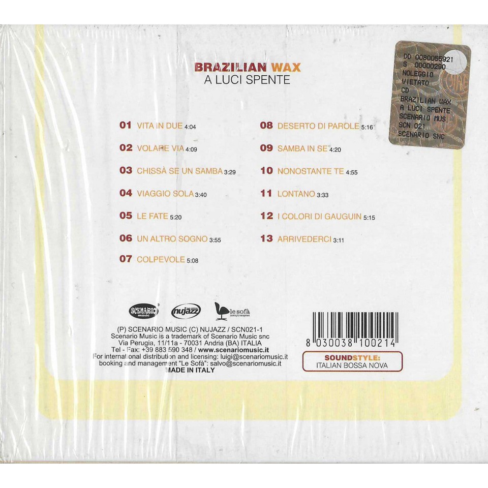 Brazilian Wax CD A Luci Spente / Scenario Music – SCN0211 Sealed | eBay