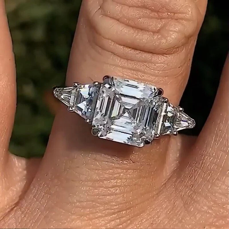 Asscher Cut Engagement Rings On Finger