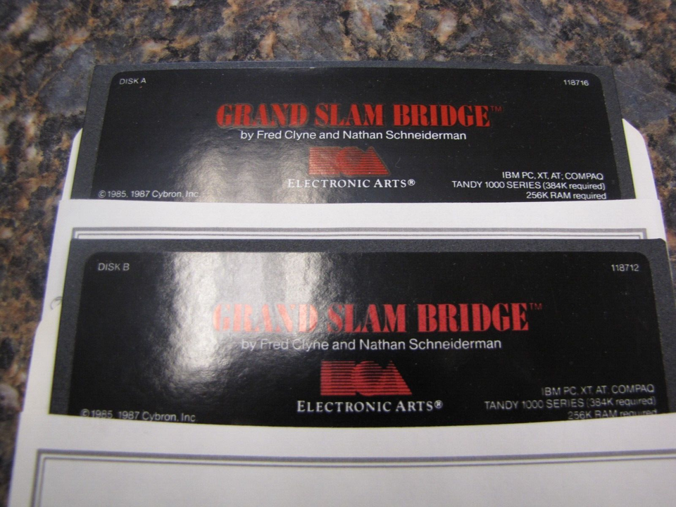 Vintage Grand Slam Bridge Software 5.25" Disks by Electronic Arts for ...