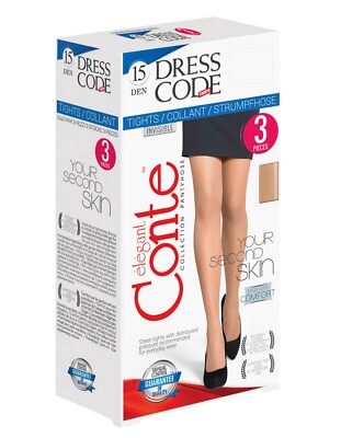 Conte Elegant 3 PAIRS of TIGHTS Dress Code 15 DEN Classic Sheer Matte ...