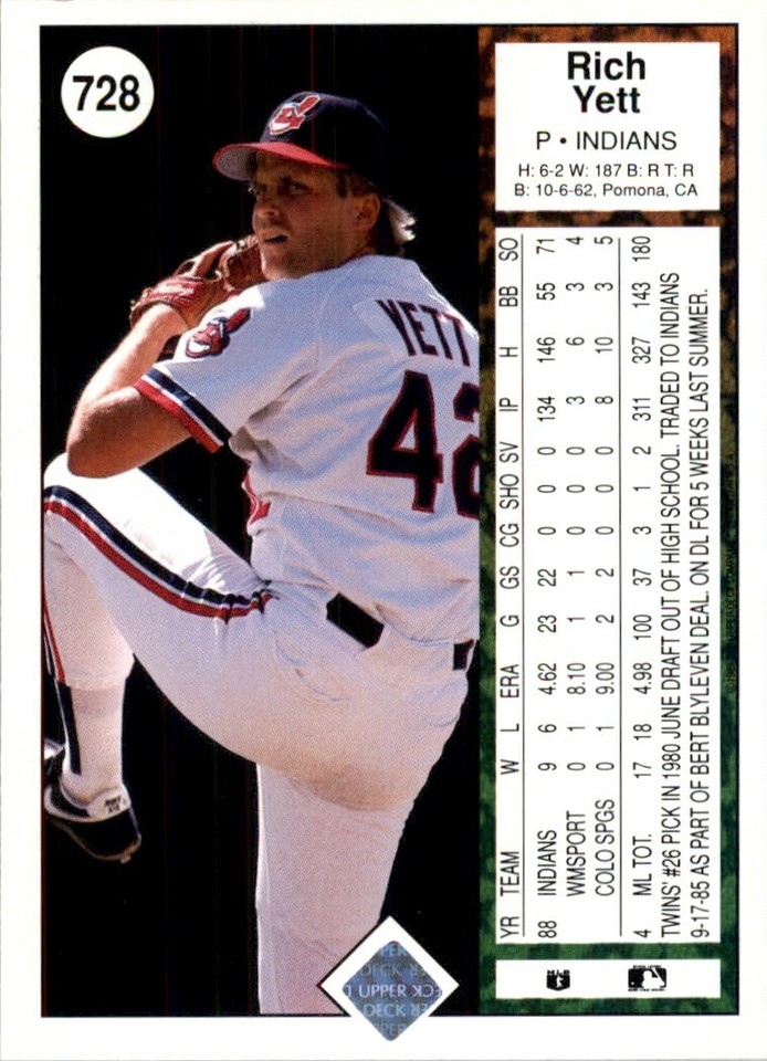1989 Upper Deck MLB Rich Yett #728 | eBay