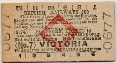 BR(S) Platform Ticket Victoria (No.7) 1d (S.74) | eBay UK