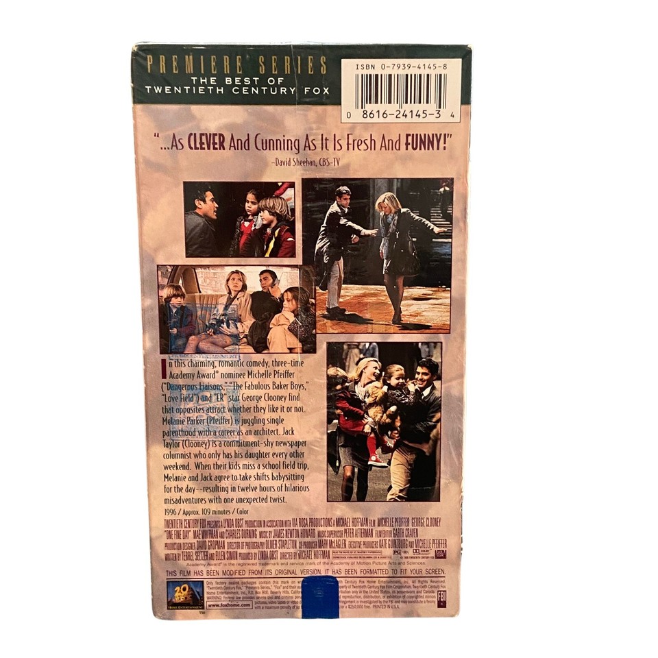 Brand New Sealed One Fine Day (VHS) Tape Movie Michelle Pfeiffer George ...