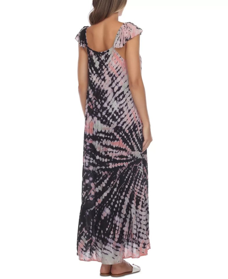 Raviya Women's Size XL Tie Dye Maxi Tiered Skirt Coverup Dress, Black ...