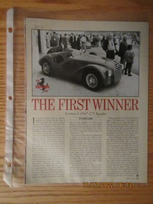 1235 VINTAGE Original 1947 Ferrari 125 Spyder & Two Other Articles ...