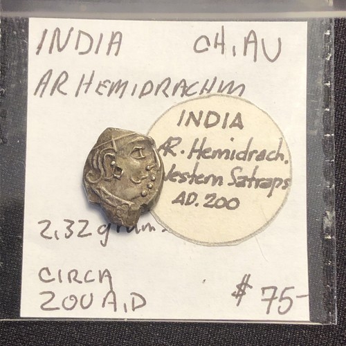 Ancient Coin India Silver hemidrachm 200 Ad Western Satraps Very High ...