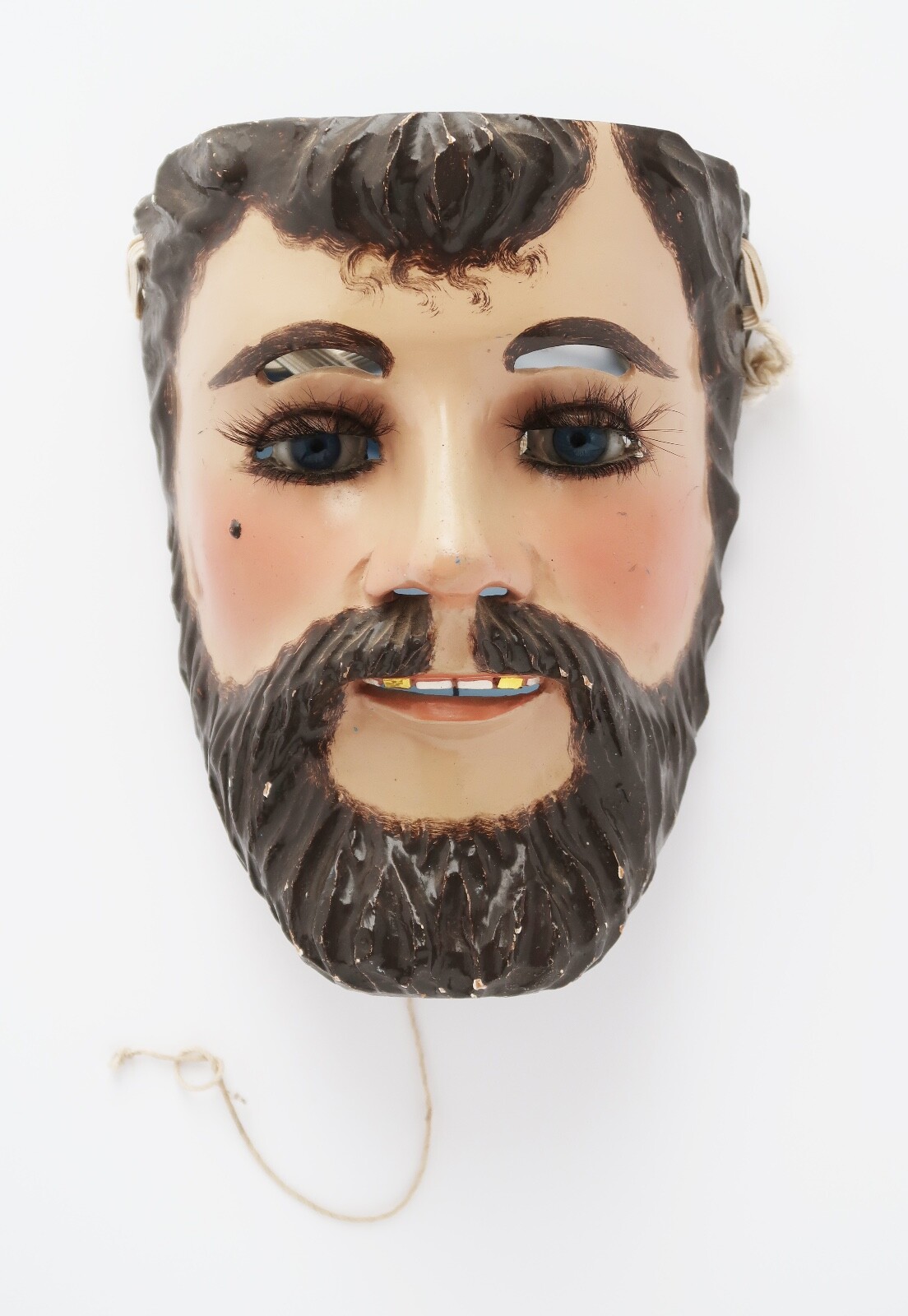 Mexican Folk Art Catrine Dandy Mask w/ Glass Eyes Moving Eyelids Gold ...