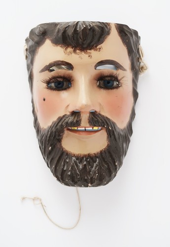 Mexican Folk Art Catrine Dandy Mask w/ Glass Eyes Moving Eyelids Gold ...