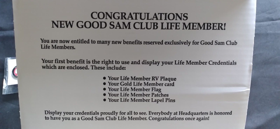 Good Sam Club Life Member Lot Plaque Badges Sticker Flag + pins | eBay