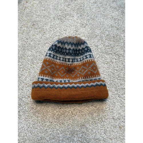 Andes Gifts Unisex Brown Wool Blend Beanie Fair Isle Knit Winter Hat ...