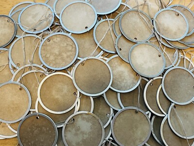 25 XLARGE 2-1/4" Metal Rim Round Circle Coffee Stained Primitive Gift ...