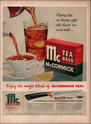 1950's Vintage ad McCormick Tea Bags retro coffee cup spoon saucer 11 ...