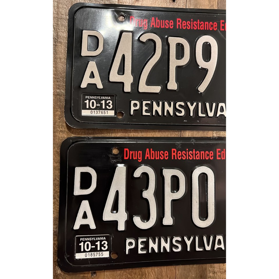 2x Pennsylvania DARE License Plate Drug Abuse Resistance PA. Sequential ...