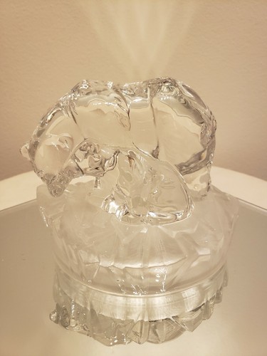 Polar Bear & Cub Clear Glass Frosted Base Figurine Collectible Glass ...