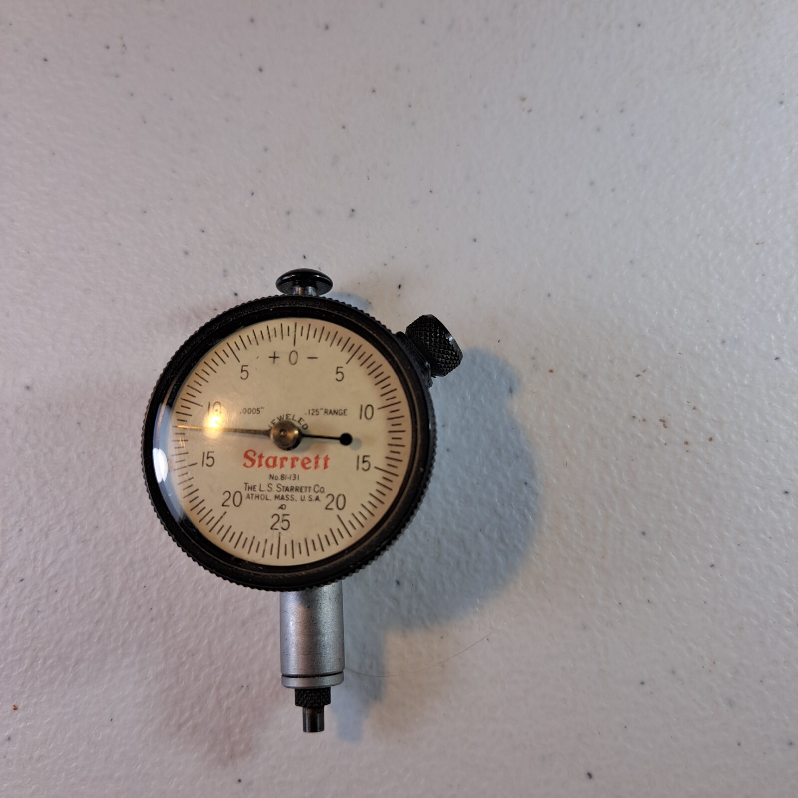 Starrett Dial Indicator 81-131J .0005" Grad .125” Range with Top Push ...