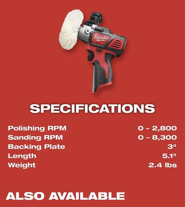 Milwaukee M12 BPS-0 Cordless Sub Compact Polisher Sander Grinder Body ...