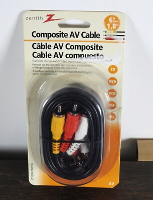 Zenith 6 Feet 6' Composite AV Cable 1.8m VT1006 Compos Television Cord ...