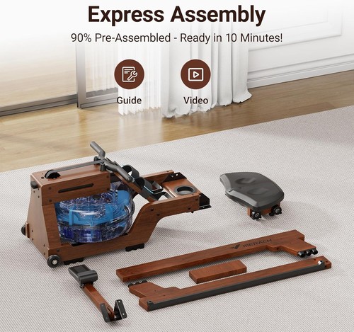 MERACH R14 Solid Wood Water Rowing Machine Workout Exercise Fitness ...