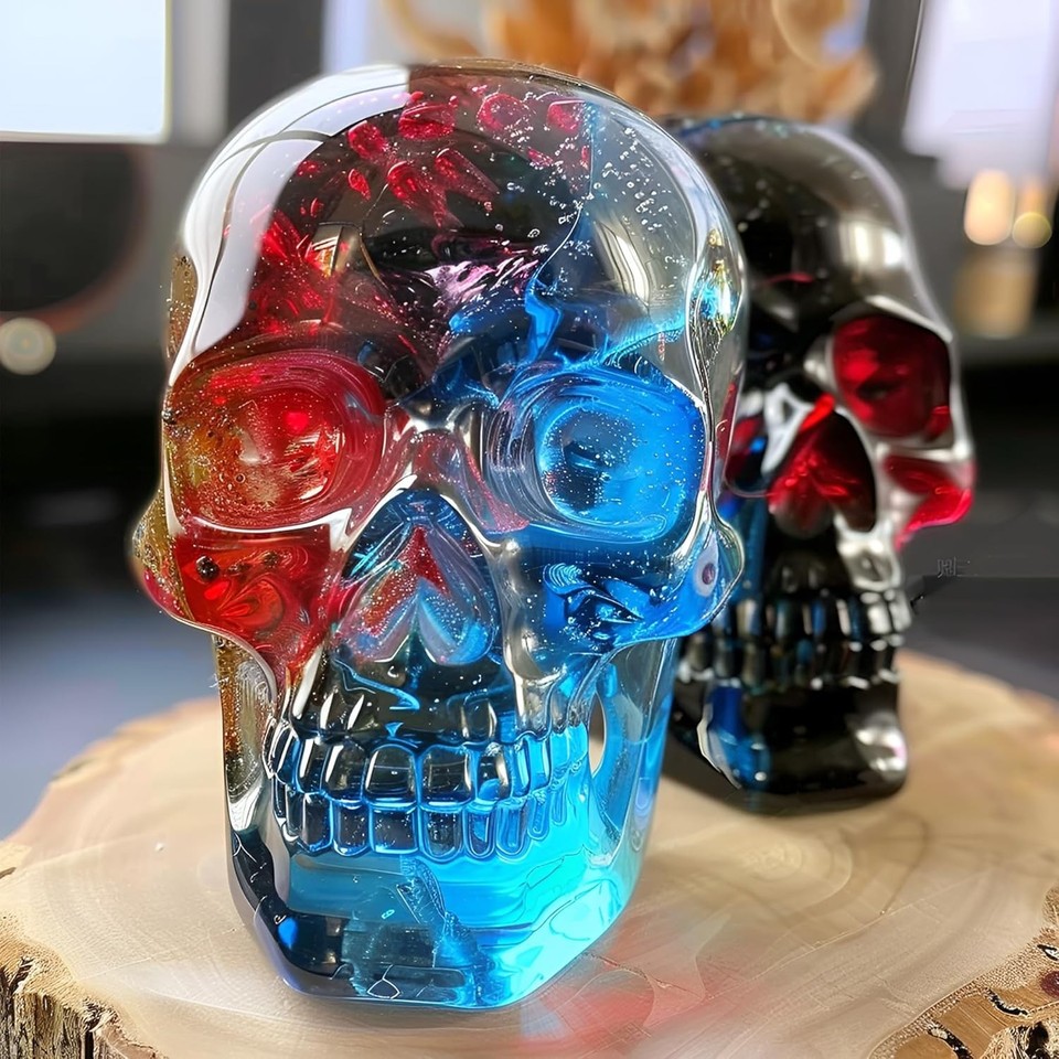 3D Resin Skull Molds, Flexible Clear Silicone Head Molds - 3 Pack White ...