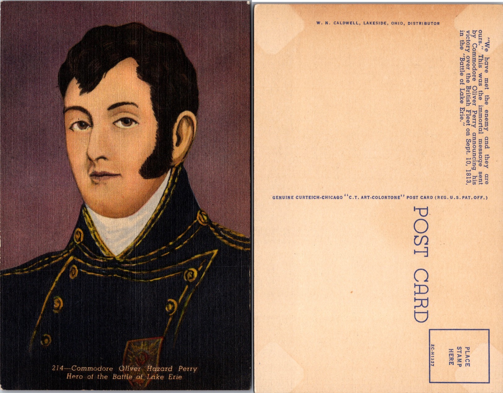 Commodore Oliver Perry Battle of Lake Erie Portrait Postcard | eBay