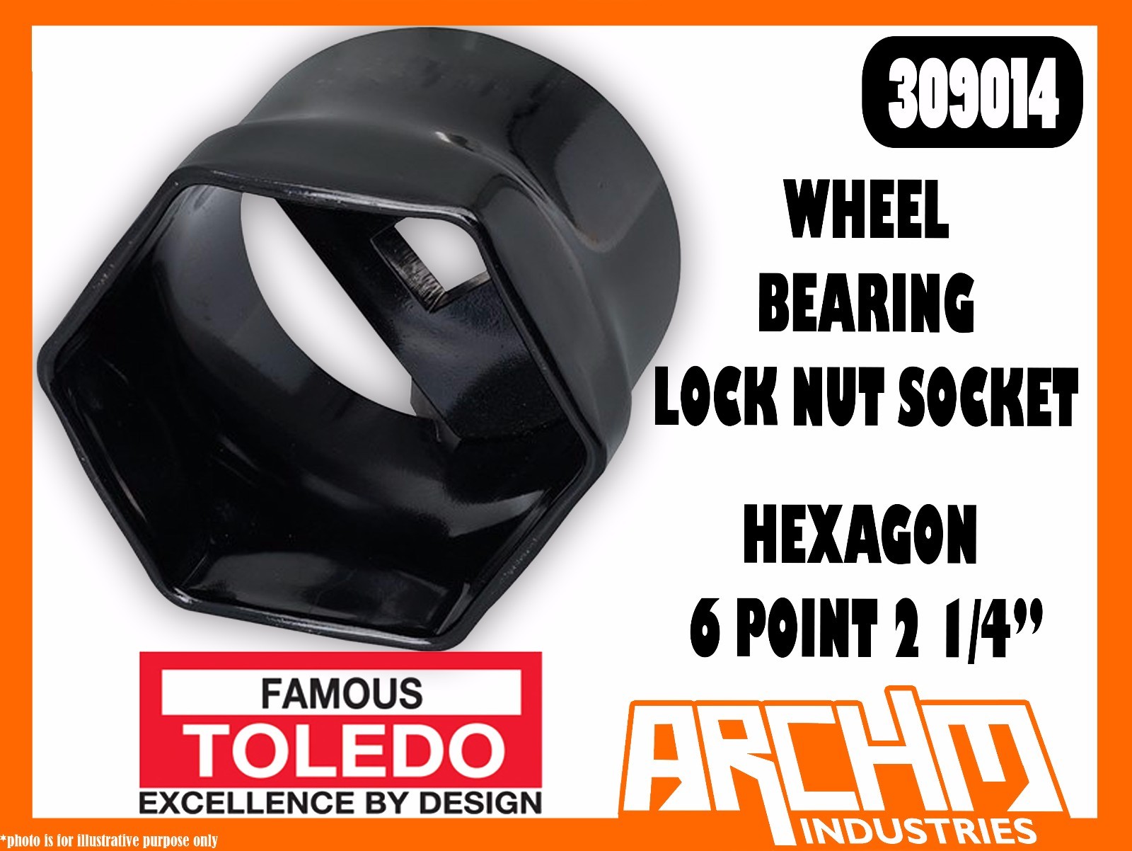 TOLEDO 309014 - WHEEL BEARING LOCK NUT SOCKET - HEXAGON 6 POINT 2 1/4 ...