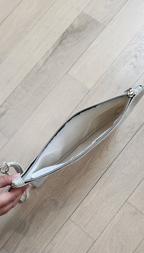 Mango White Vegan Leather Wristlet/Clutch | eBay