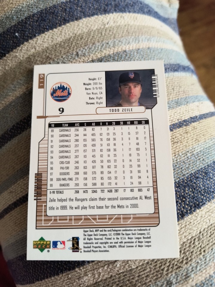 TODD ZEILE 2000 UPPER DECK MVP #119 FREE SHIPPING | eBay