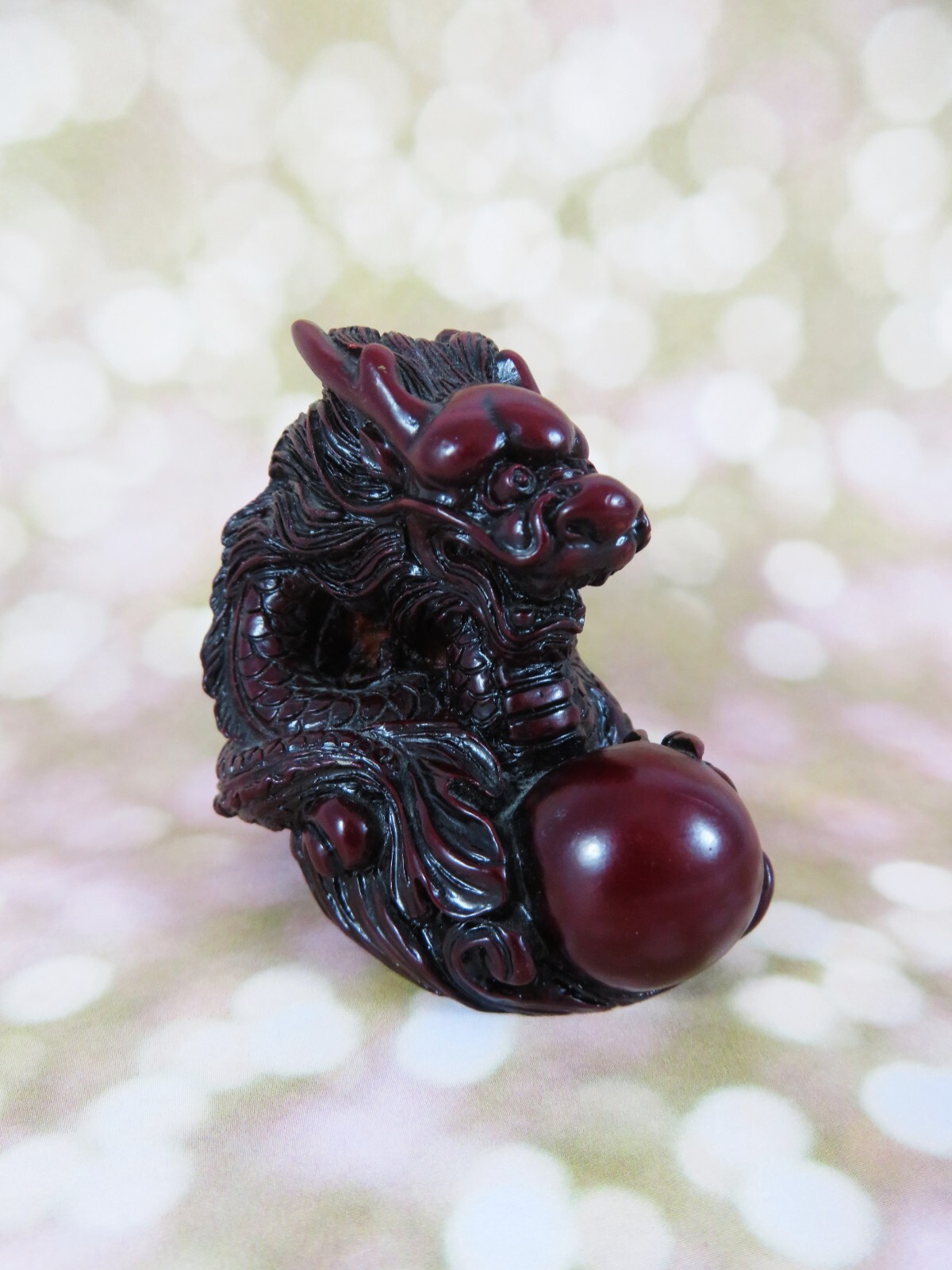 Mini Chinese Dragon Sculpture Red Resin Statue Feng Shui 2.25 Inches ...