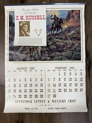 Vintage 1983 Charles M Russell Calendar, CM Russell Cowboy Western Art ...