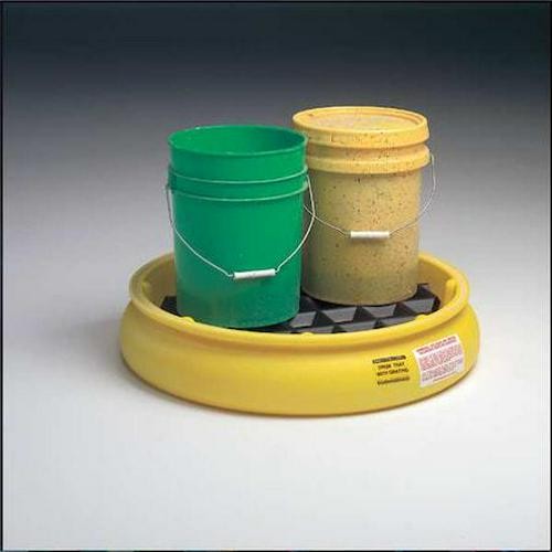Drum Spill Tray Containment Pan 10 Gallon Round Yellow Plastic 31 Inch ...