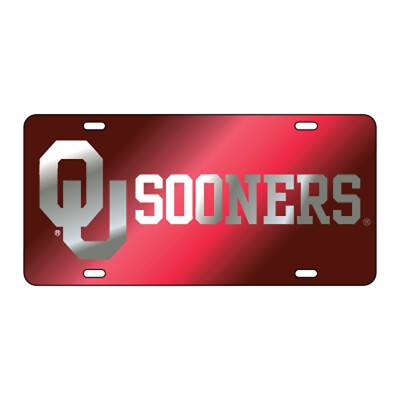 University of Oklahoma Red-Silver OU SOONERS Mirrored License Plate ...