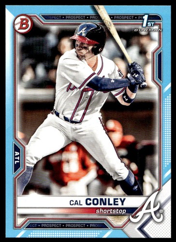 2021 1st Bowman Draft Sky Blue BD-70 Cal Conley /499 Braves Baseball ...