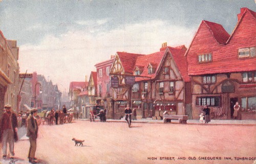 A785 England High Street and Old Chequers Inn Tonbridge Bicycle vintage ...