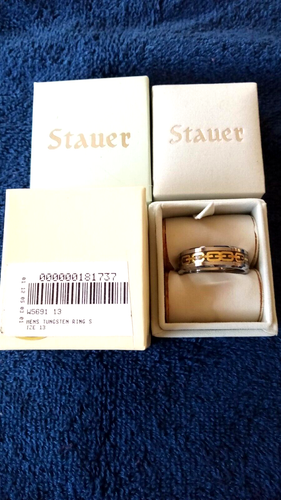 Stauer Tungsten Ring With Gold tone Inlay size 13 W5691 Elegant ...
