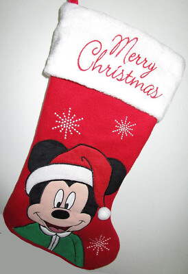 Mickey Mouse Disney Santa Hat Red 18" Christmas Holiday Stocking | eBay