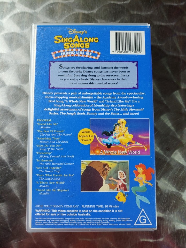 Disney's Sing Along Songs: Friend Like Me - VHS Video Tape Brand New ...