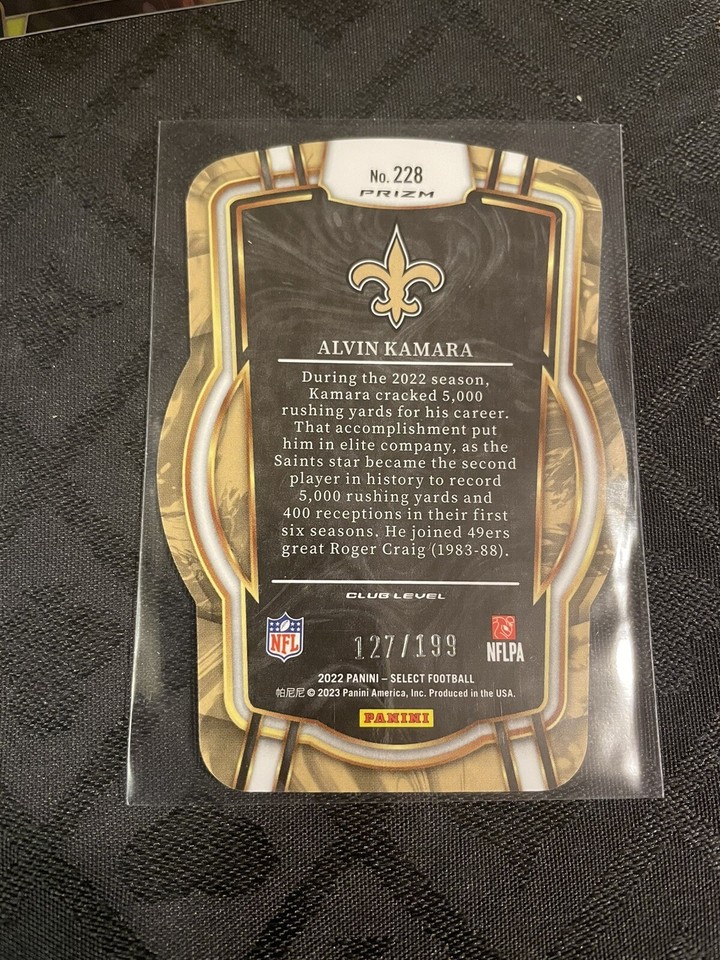 2022 Select Alvin Kamara Club Level Orange Prizm Die Cut 127/199 Saints ...