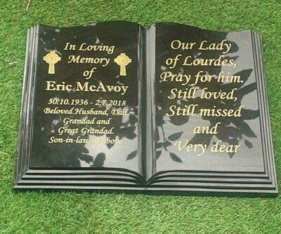PERSONALISED HEADSTONE OPEN BOOK/BIBLE GRAVE PLAQUE GRAVESTONE FLAT ...