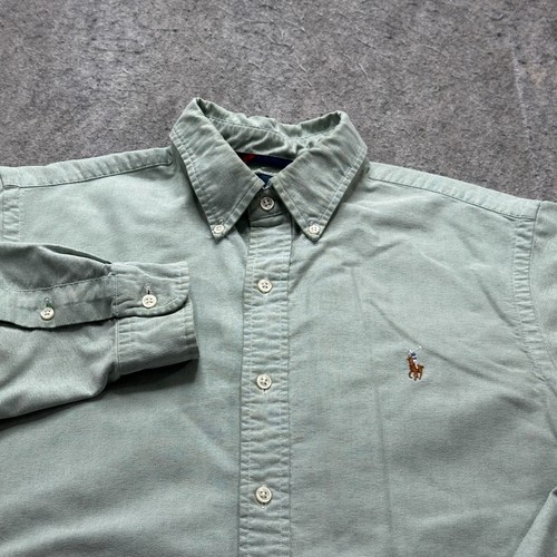 Ralph Lauren Oxford Shirt Men M Green Button-Down OCBD Classic Fit Long ...
