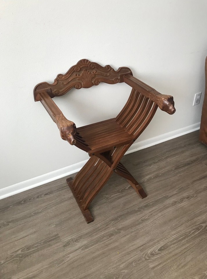 Antique Roman Commander Savonarola Curule Chair Seat Wood Folding ...