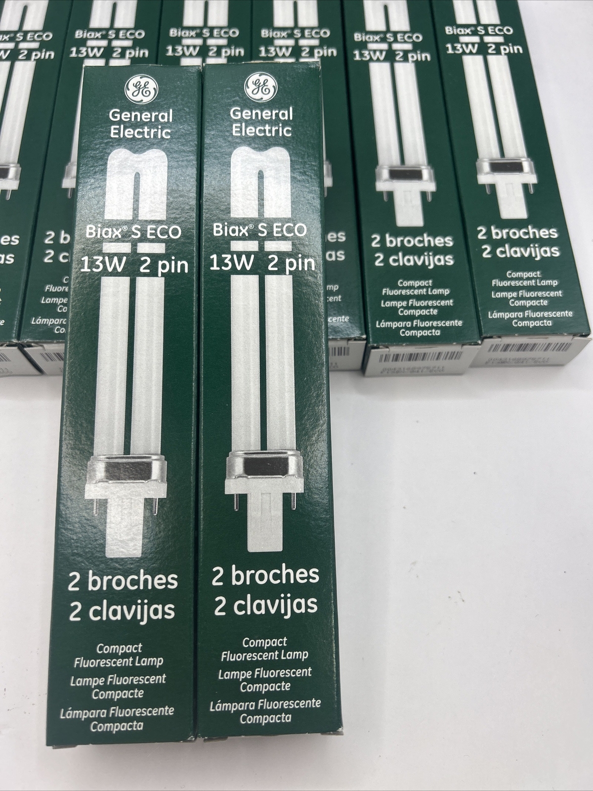 8 GE COMPACT F13BX/827/ECO GE Biax 13W, T4 PL Plug-In Fluorescent Light ...