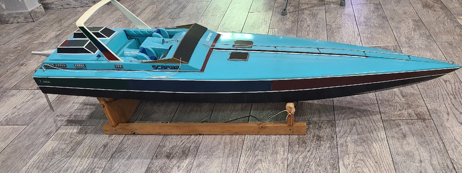 1987 Rc nitro ops 15cc motor Miami vice 55" Wellcraft Dumas model ...