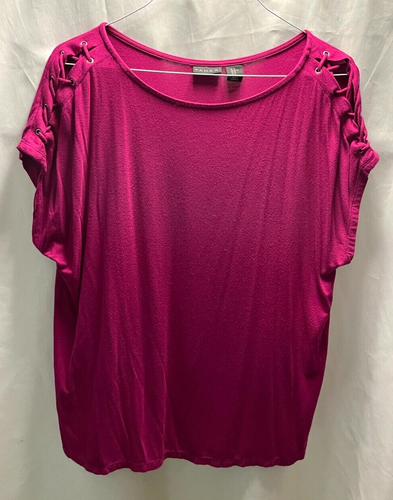 Tahari Red Drawstring Shoulders Short Sleeve Top Size XL | eBay